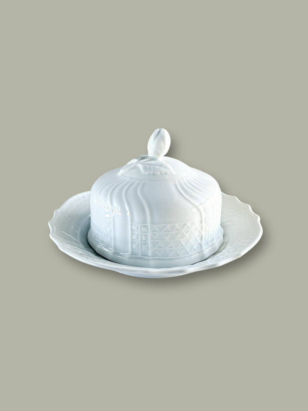 Hutschenreuther Round Covered Butter Dish - 'Dresden' Collection in Wh ...